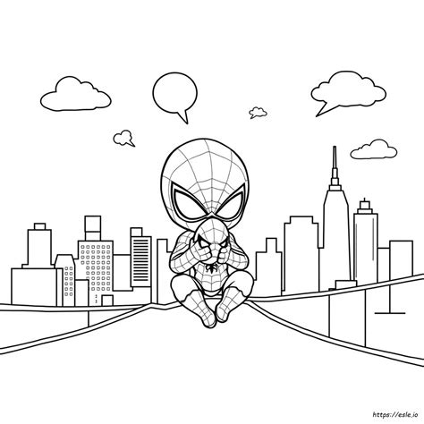 Gambar Mewarnai Spiderman Chibi Lucu