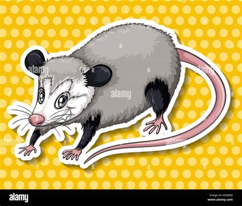 Sticker of a cunning looking rat on yellow background Stock Vector ...