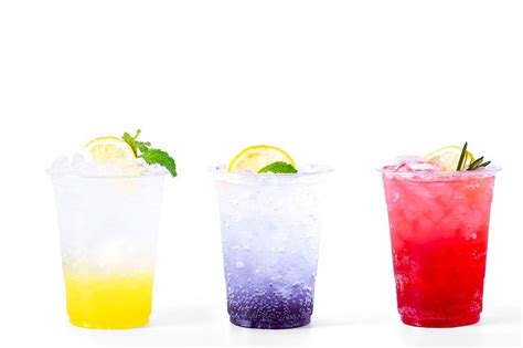 Set Of Italian Soda Fruit Drink Mix With Soda Lemon Blueberry