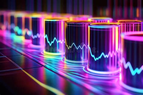 Colorful Music Visualization With Vibrant Waveforms And Neon Elements In A Modern Design Stock