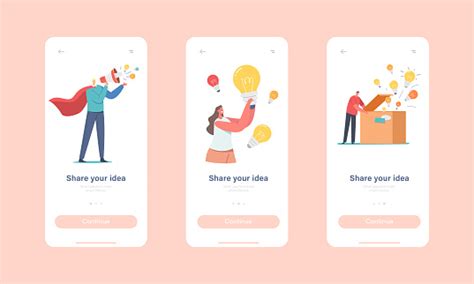 Bagikan Templat Layar Onboard Halaman Aplikasi Seluler Idea Karakter