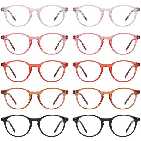 Reading Glasses Oval Round Pattern Design 10 Pack Women Men