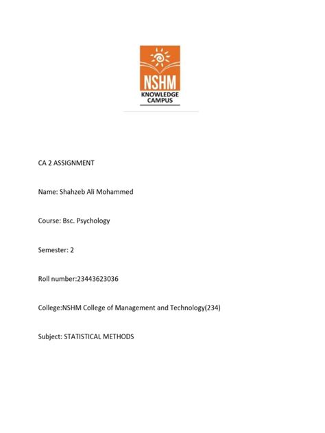 Shahzeb Ali Mohammed Pca1 Stats Pdf Statistics Median