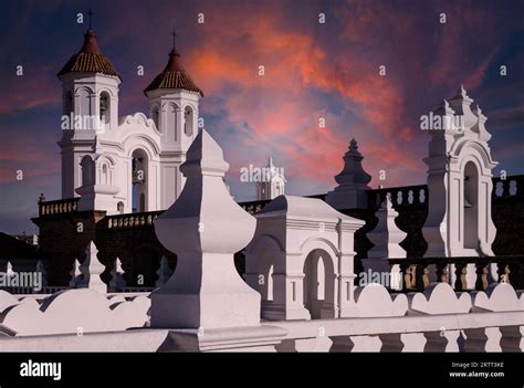 Beautiful Sunset Sky Over San Felipe Neri Monastery In Sucre Bolivia