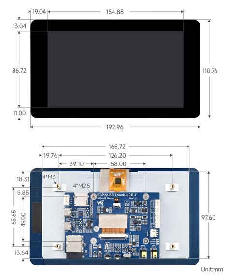 Esp32 S3 7寸电容触控屏开发板 800×480分辨率 五点触摸 32位lx7双核处理器 主频240mhz 支持wifi蓝牙 板载天线