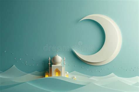 Ramadan Kareem Holiday Greeting Card With Crescent Moon Lantern