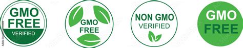 Gmo Free Icons Non Gmo Label Set Healthy Organic Food Concept No Gmo