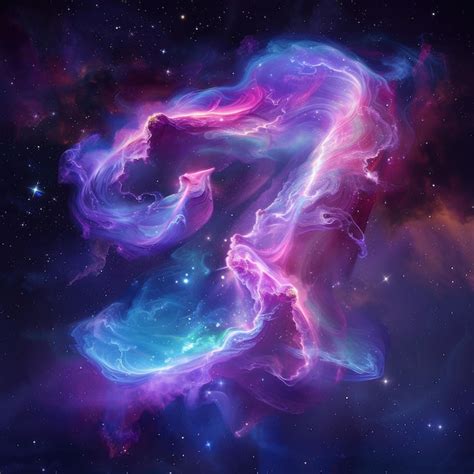 Cosmic Nebula Number Art With Galactic Colors Premium Ai Generated Image
