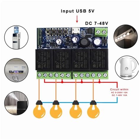 4CH WiFi Switch Wireless Relay Module Timing Function Remote Ewelink APP Control With Alexa