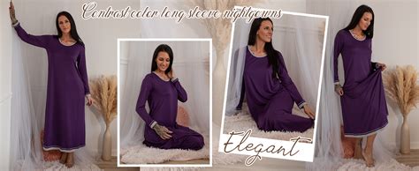 Ekouaer Nightgown Women Long Sleeve Sleepwear Full Length Long