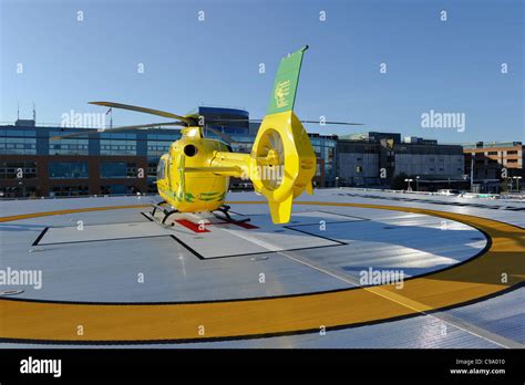 Southampton General Hospital Helicopter Air Ambulance Landing Pad Stock