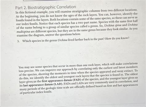 Solved Part 2 Biostratigraphic CorrelationIn This Chegg