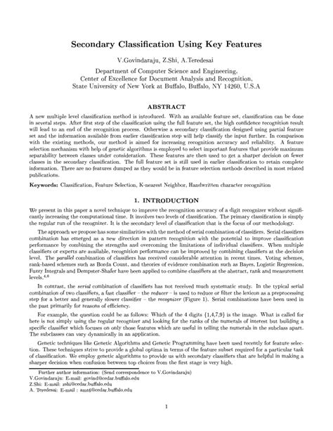 Pdf Secondary Classification Using Key Features