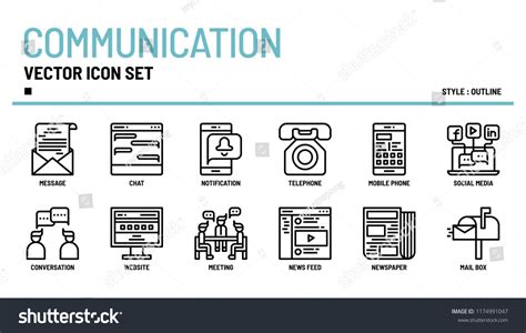 Communication Vector Icon Set Stock Vector Royalty Free 1174991047