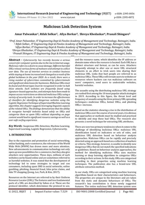 Malicious Link Detection System Pdf Internet Computing