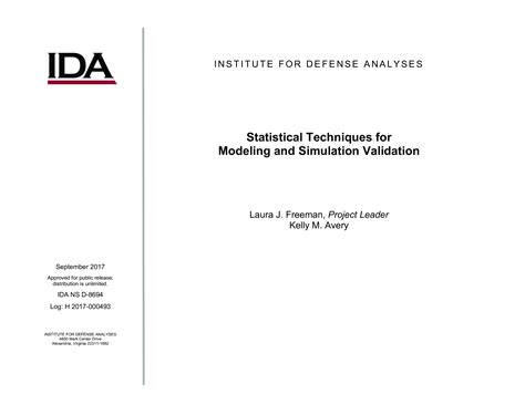 Statistical Techniques For Modeling And Simulation Validation