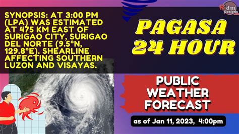 BAGYO LPA Public Weather Forecast Jan 11 2023 4pm Pagasa Weather
