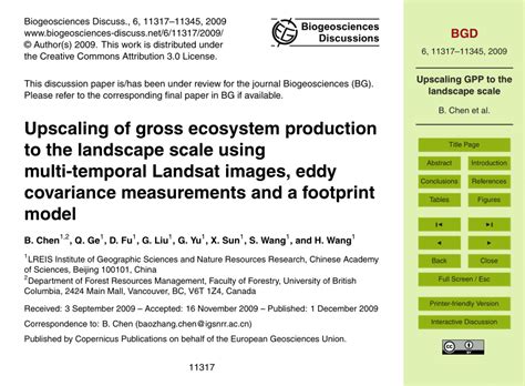 Pdf Upscaling Of Gross Ecosystem Production To The Landscape Scale
