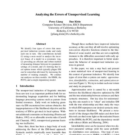 Analyzing The Errors Of Unsupervised Learning Acl Anthology