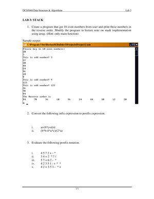 93920 Lab 7 Lab 7 DCS 5068 Data Structure Algorithms Lab 7 Lab 7