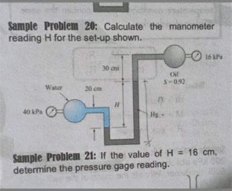 Sample Problem 20 Calculate The Manometer Studyx