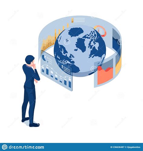 Isometric Businessman Standing On Question Mark Concept Business Isometric Vector Illustration