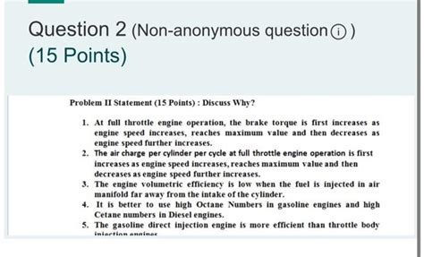 Solved Question 2 Non Anonymous Question 15 Points