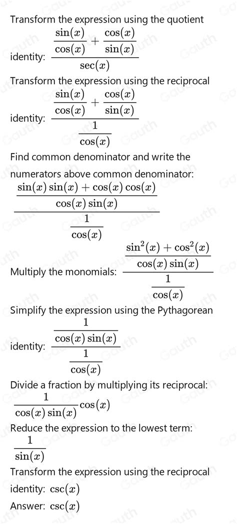 Solved Simplify The Trigonometric Expression Below By Writing The