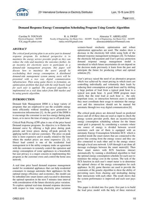 Pdf Demand Response Energy Consumption Scheduling Program Using