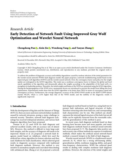 Pdf Early Detection Of Network Fault Using Improved Gray Wolf Optimization And Wavelet Neural