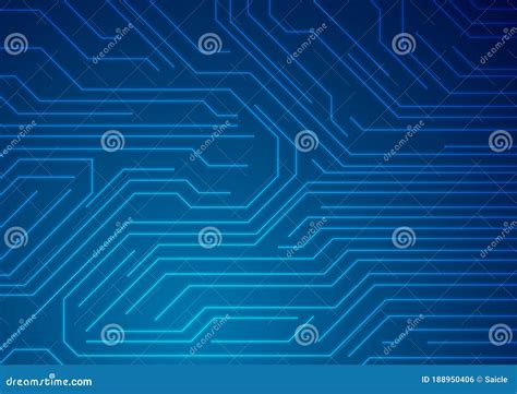 Abstract Glowing Blue Tech Circuit Board Lines Background Stock Vector Illustration Of