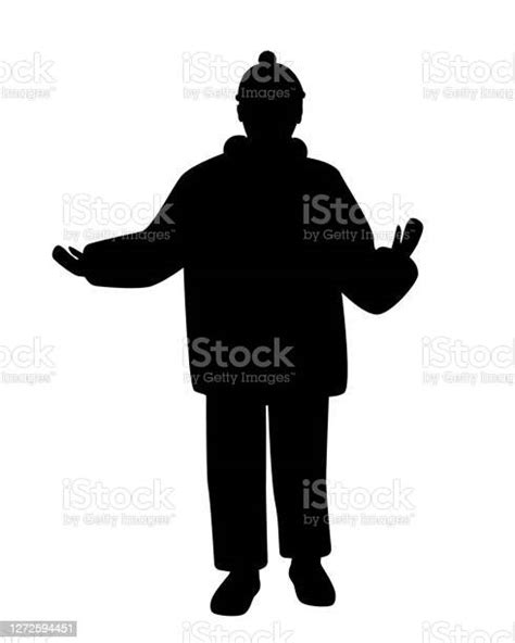 흰색 배경에 고립 된 재킷과 모자를 입은 소년의 실루엣 벡터 일러스트레이션 10월에 대한 스톡 벡터 아트 및 기타 이미지