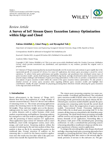 Pdf A Survey Of Iot Stream Query Execution Latency Optimization