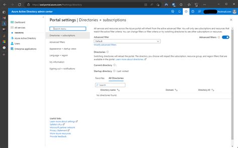 Azure Active Directory Admin Center No Directories Found