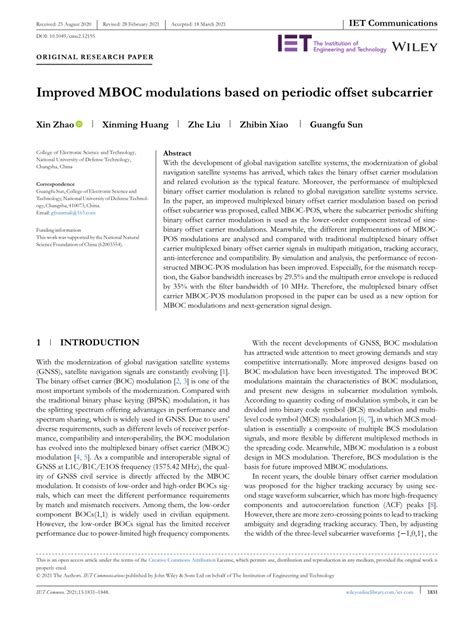 Pdf Improved Mboc Modulations Based On Periodic Offset Subcarrier