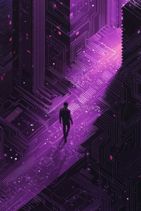 Futuristic Concept Art Of A Person In An Abstract Digital Landscape