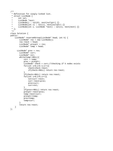 25 Reverse Nodes In K Group Pdf