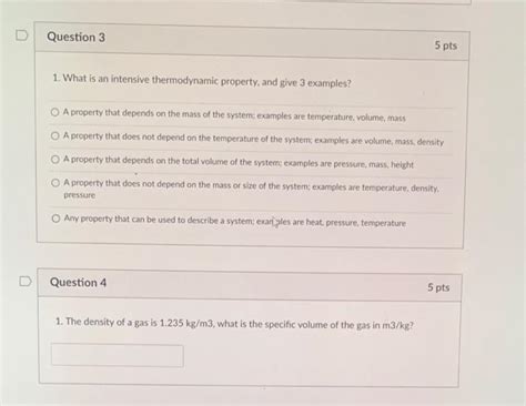 Solved 1 What Is An Intensive Thermodynamic Property And