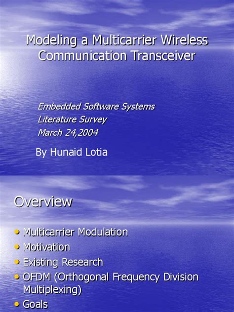 Modeling A Multicarrier Wireless Communication Transceiver By Hunaid Lotia Pdf Orthogonal