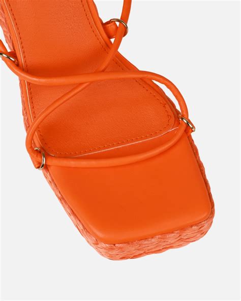 Bambi Orange Espadrille Platform Block Heels Simmi London