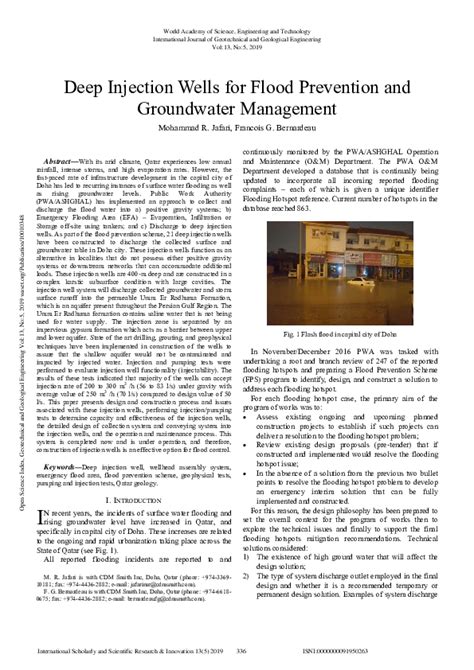 Pdf Deep Injection Wells For Flood Prevention And Groundwater Management