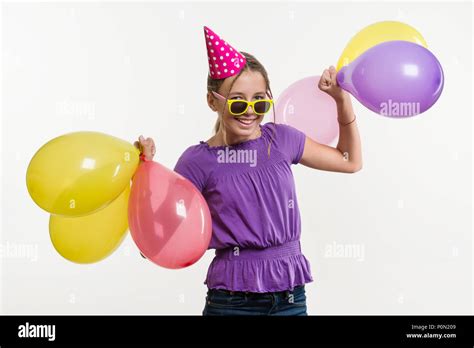 Teen Girl Popping Balloon Telegraph