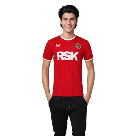 Dres Castore Charlton 2024 2025 Početna Kinesko crveno Bijelo briljant