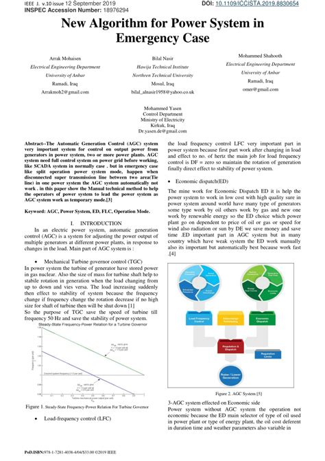 Pdf New Algorithm For Power System In Emergency Case