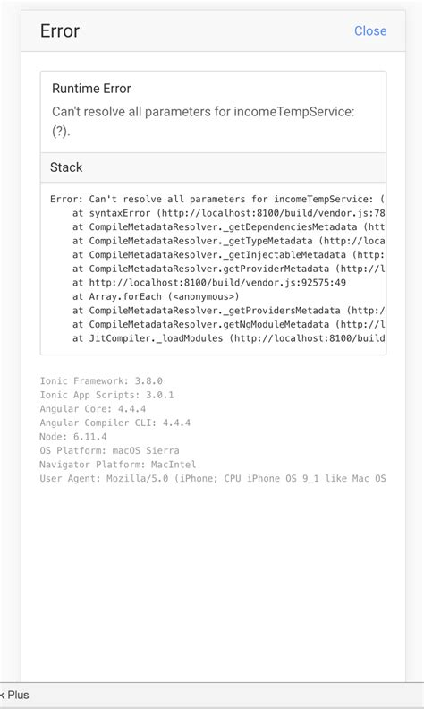 Angular Ionic Cant Resolve All Parameters For Service Stack Overflow