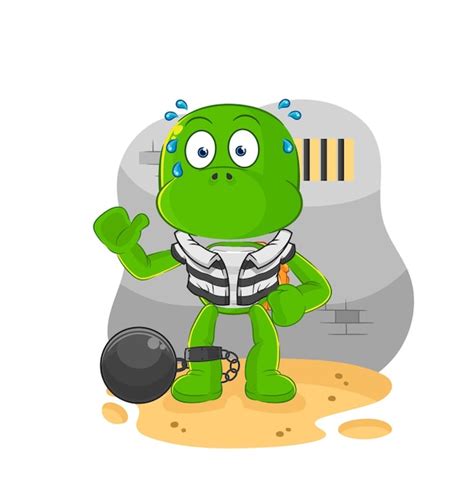 Premium Vector Turtle Criminal In Jail Cartoon Character