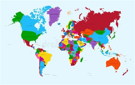 Mapa Do Mundo Colorido Em Bandeiras Em Nomes De Países Ilustração