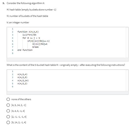 Solved 9 Consider The Following Algorithm A H Hash Table