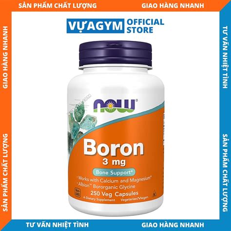 Now Oral Tablet Boron 3 Mg 250 Capsules Support Bone And Joint Health Improve Genuine