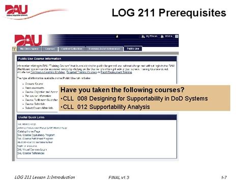 Log 211 Supportability Analysis 1 1 Lesson 1